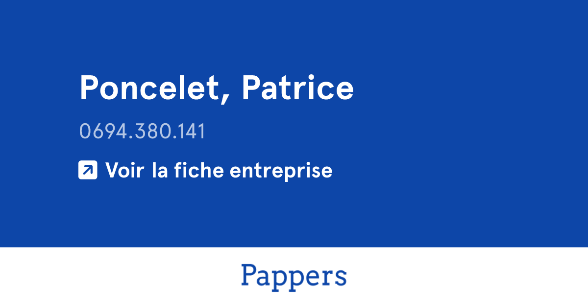 Poncelet, Patrice (0694.380.141) : Chiffre d'affaires & dirigeants