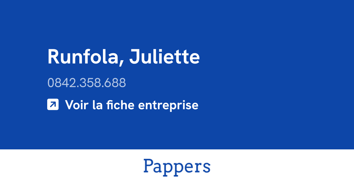 Runfola, Juliette (0842.358.688) : Chiffre d'affaires & dirigeants